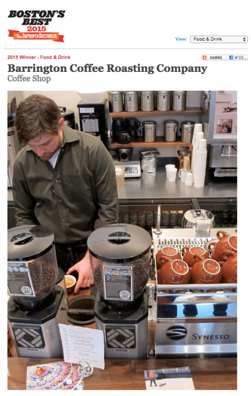 Boston’s Best Coffee Shop 2015! – Barrington Coffee Roasting Company